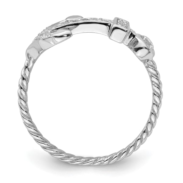 IceCarats 925 Sterling Silver Cubic Zirconia CZ Anchor Ring Size 8