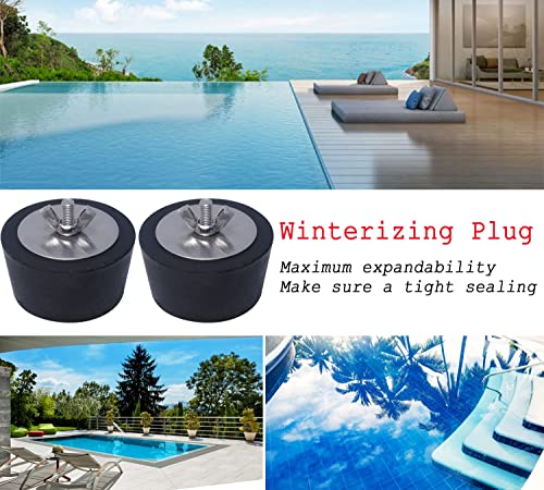 Podoy Swimming Pool Winterizing Plugs 1.5" to 2" Heavy Duty with SS Screw Stainless Steel Bolts Winter 2 inch Rubber Expansion Plug(Pack of 2)