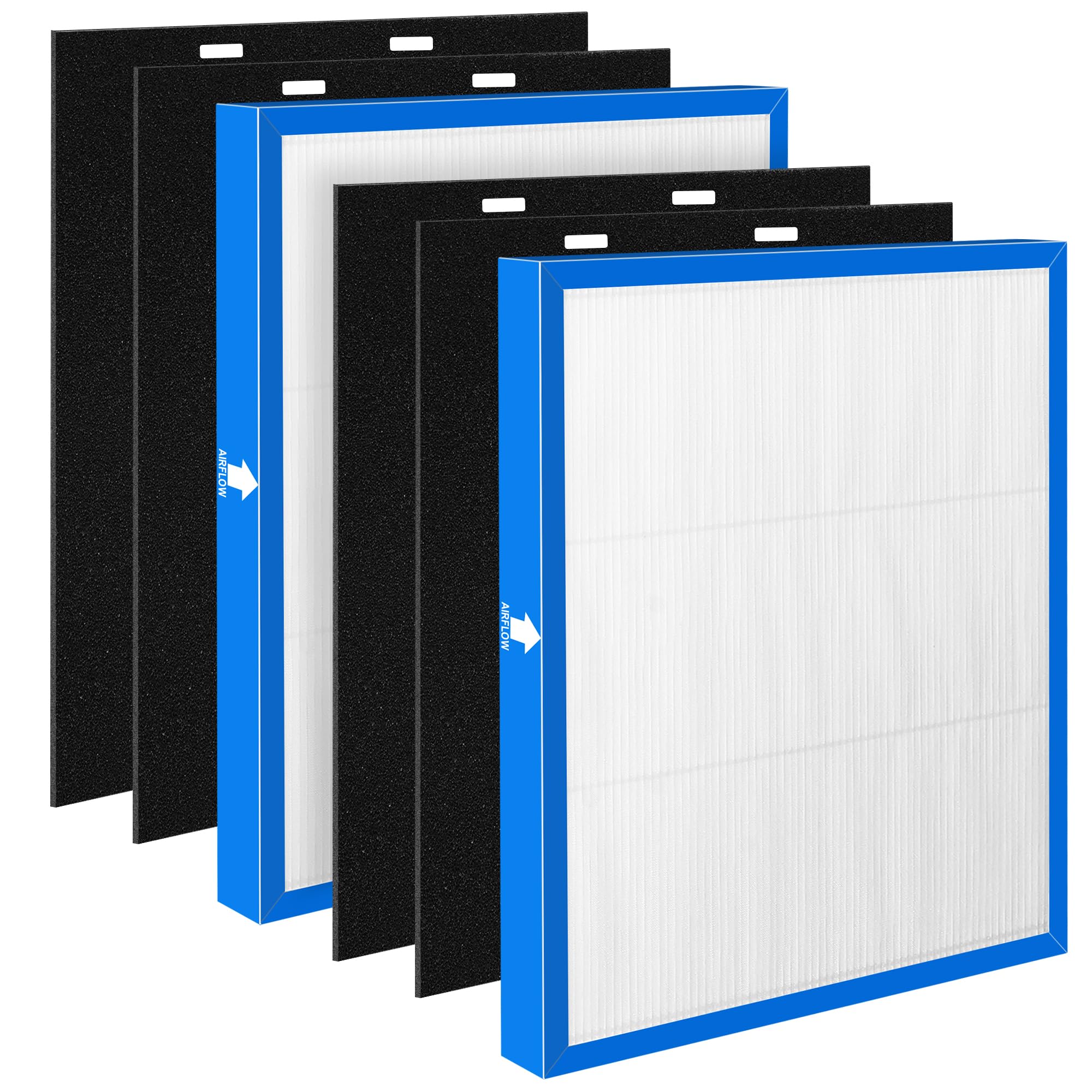 Popurure AF-20 True HEPA Filter Compatible with HoMedics Air Purifier AF-20 AP-25 AR-20 Filter, fits Number AF-20FL AP-25CRF AF-25, with 2 HEPA Filter + 4 Carbon Pre-filter