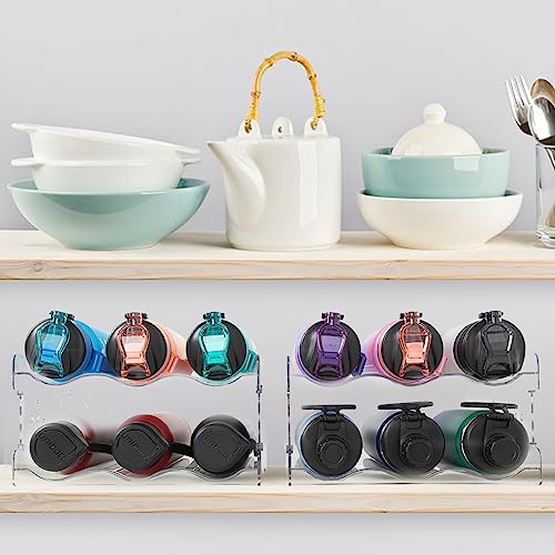 TYigao Water Bottle Organizer,4 Pack Stackable Cup Organizer for Cabinet,Countertop, Pantry and Fridge, Free-Standing Tumbler Kitchen Storage Holder for Wine and Drink Bottles,Clear Plastic