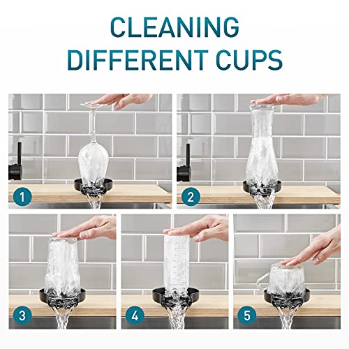 POKIM Metal Glass Rinser for Kitchen Sink, Baby Bottle Cleaner Premium SUS 304 Stainless Steel,Cup Washer Accessories Replacement Matte Black Finish Bottle Cleaner Sink Attachment