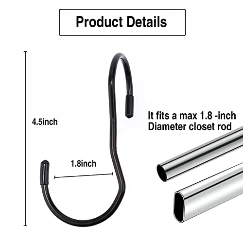Purse Hanger for Closet - 10 Pack Closet Hooks for Bags - Unique Twisted Design Closet Rod Hooks Saves Space, Large Size Purse Hooks for Hanging Handbags, Belts, Scarves, Hats, Clothes - Black