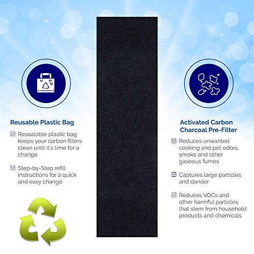 Premium Replacement FLT5000/FLT5111 Carbon Filter C (4 Pack) Carbon Activated Pre Filters for GermGuardian AC5000 Series, Made in USA