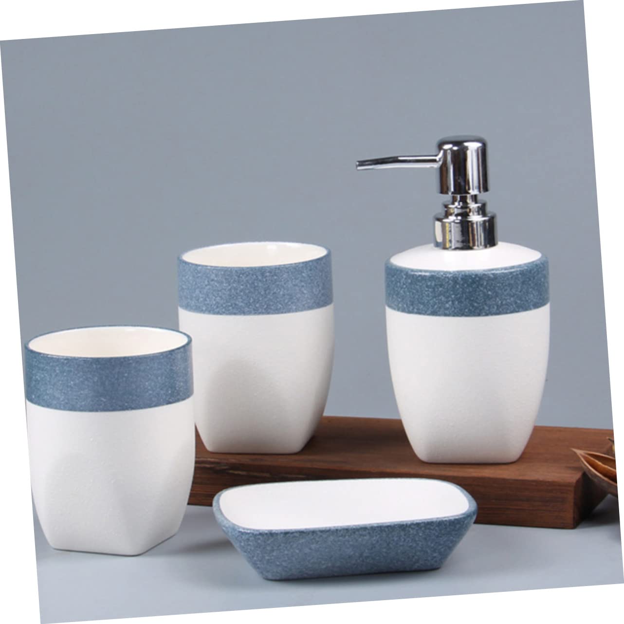 LABRIMP 1set Bathroom Four Piece Set Liquid Pump Bottle Soap Dispenser Bottle Drain Soap Dispenser Organizer Lotion Pump Dispenser Lotion Dispenser Pump Ceramics Lip Gloss Pearlescent