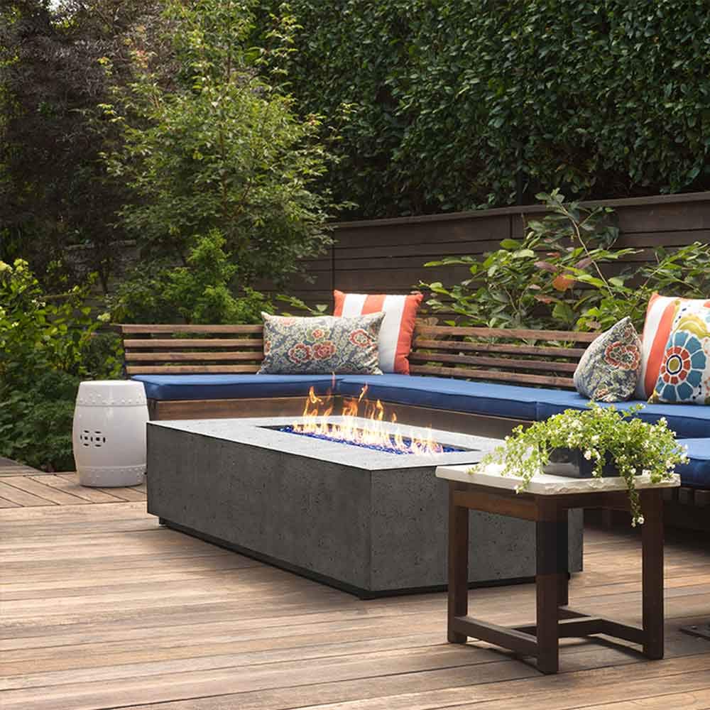 Prism Hardscapes Tavola 1 Concrete Gas Fire Pit (PH-405-4NG), Natural Gas, Pewter, 56x38-Inch