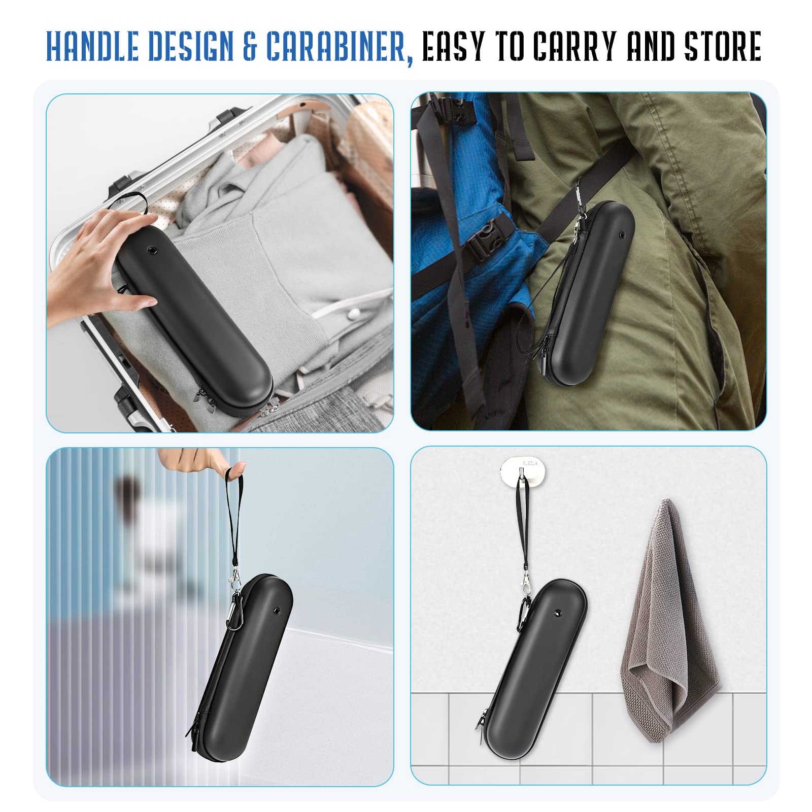 Rhino Valley Electric Toothbrush Travel Case, Hard EVA & Tin Foil Lining Carrying Case Holder Container with Strap & 2 Breathable Holes, Compatible with Oral-B/Oral-B Pro Smartseries