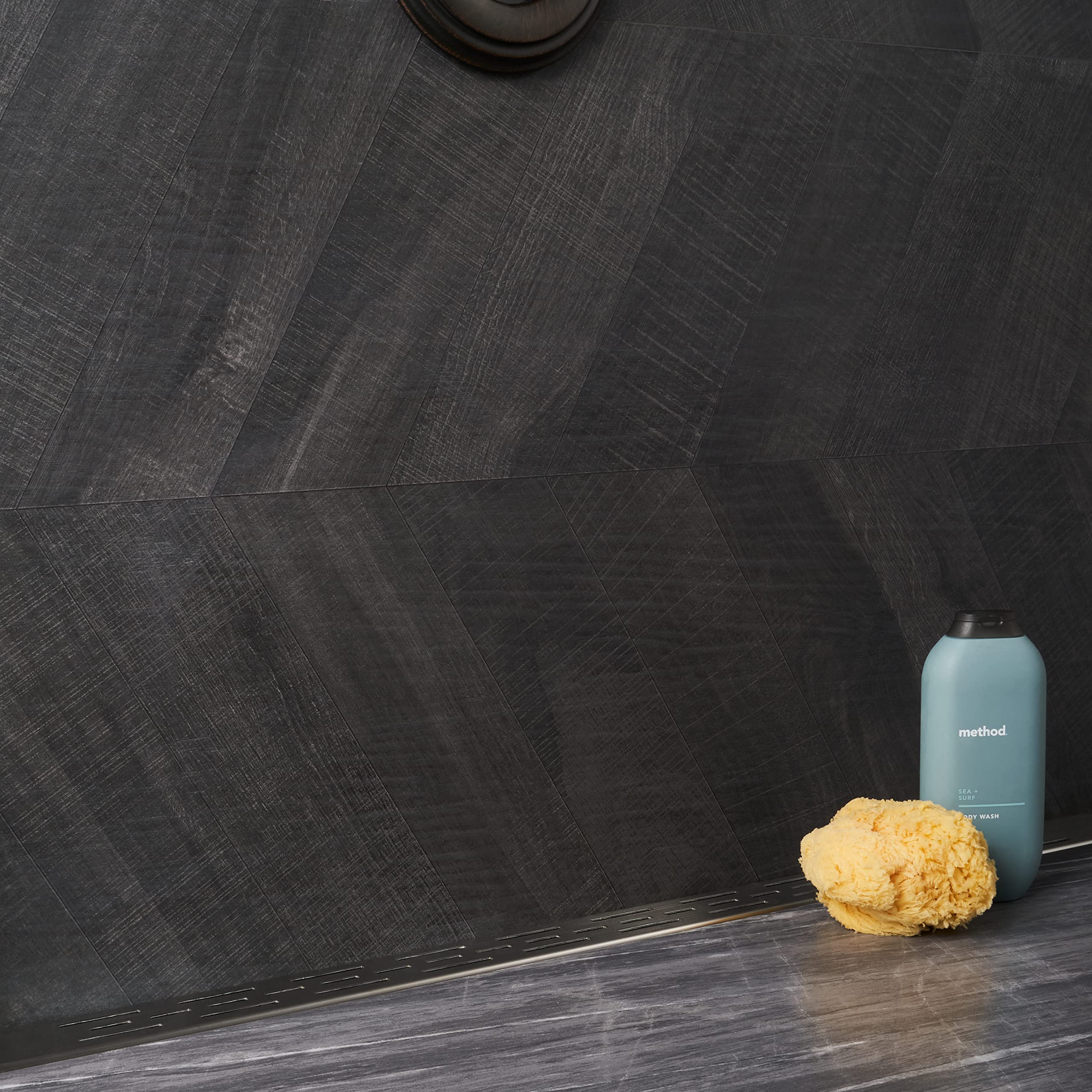 Montgomery Chevron Black 24 in. x 48 in. Matte Porcelain Floor and Wall Tile (15.49 Sq. Ft. / Case)