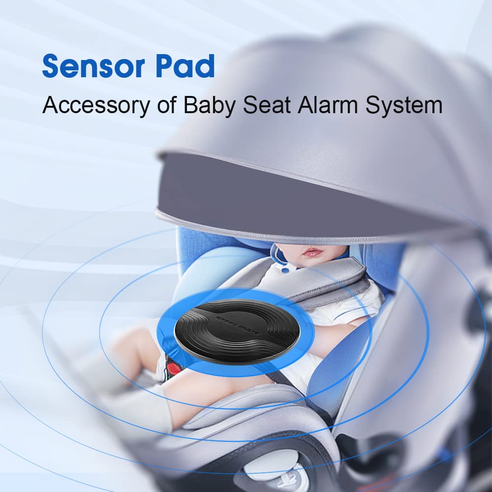 STEELMATE 1U Automotive Baby Car Seat Alarm System Reminder w/Extra Sensor Pad for Parents of 2 Babies