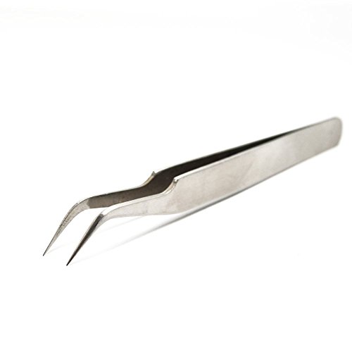 Serdokntbig 1 Piece Silver Stainless Steel Antistatic Antimagnetic Curved Tweezers Tool for Computer Electronics Maintenance