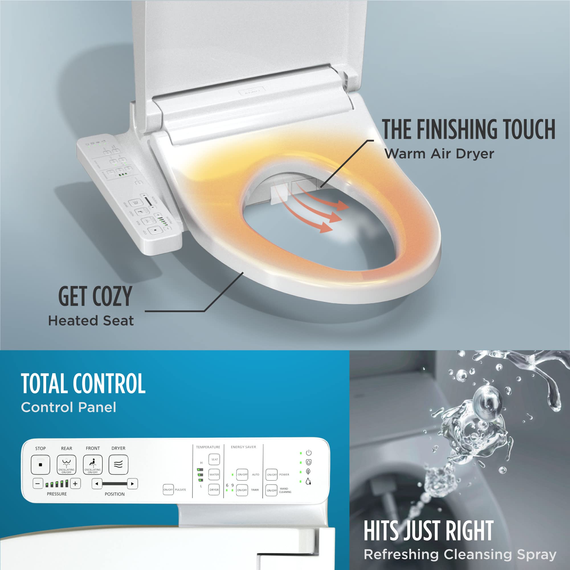 TOTO SW3023#01 Round Bidet Toilet Seat Bundle with Drake 1.28 GPF Toilet CST775CEFG#01 Cotton White