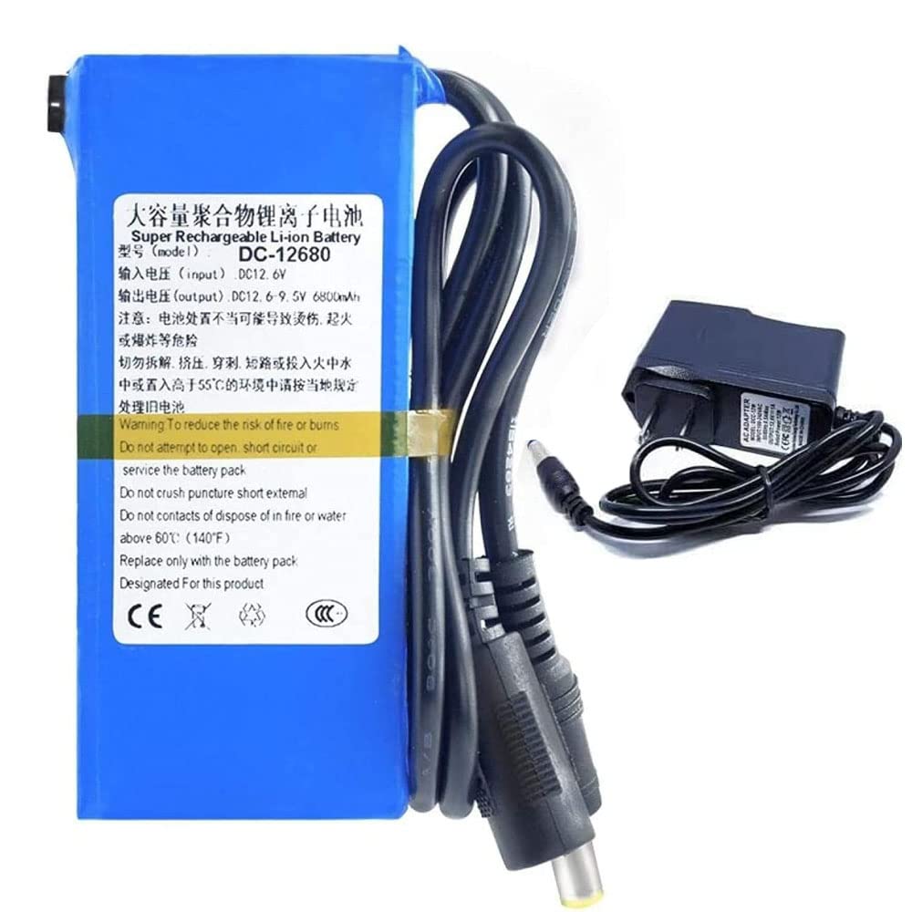 Portable DC 12V 6800mAh Rechargeable Lithium-ion Battery DC-12680 with Charger 12V for Camera, Portable DVD, CD Players,MP3 Players, Aviation Models