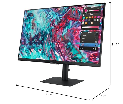 SAMSUNG 27-Inch ViewFinity S8 Series 4K UHD High Resolution Monitor, IPS Panel, 60Hz, Thunderbolt 4, HDR 10+, Built-In Speakers, Height Adjustable Stand, S27B804TGN, 2022, Black