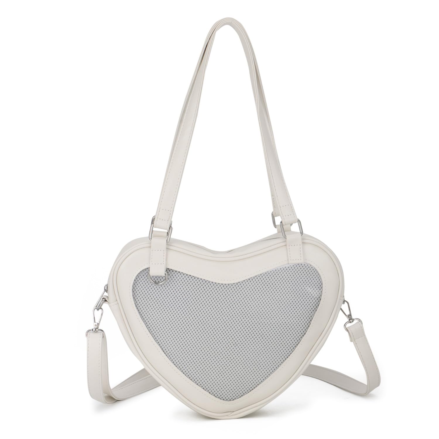 LUI SUI Women Heart Shaped Clear Shoulder Bags Transparent Cute Tote Purse Pin Display Bag
