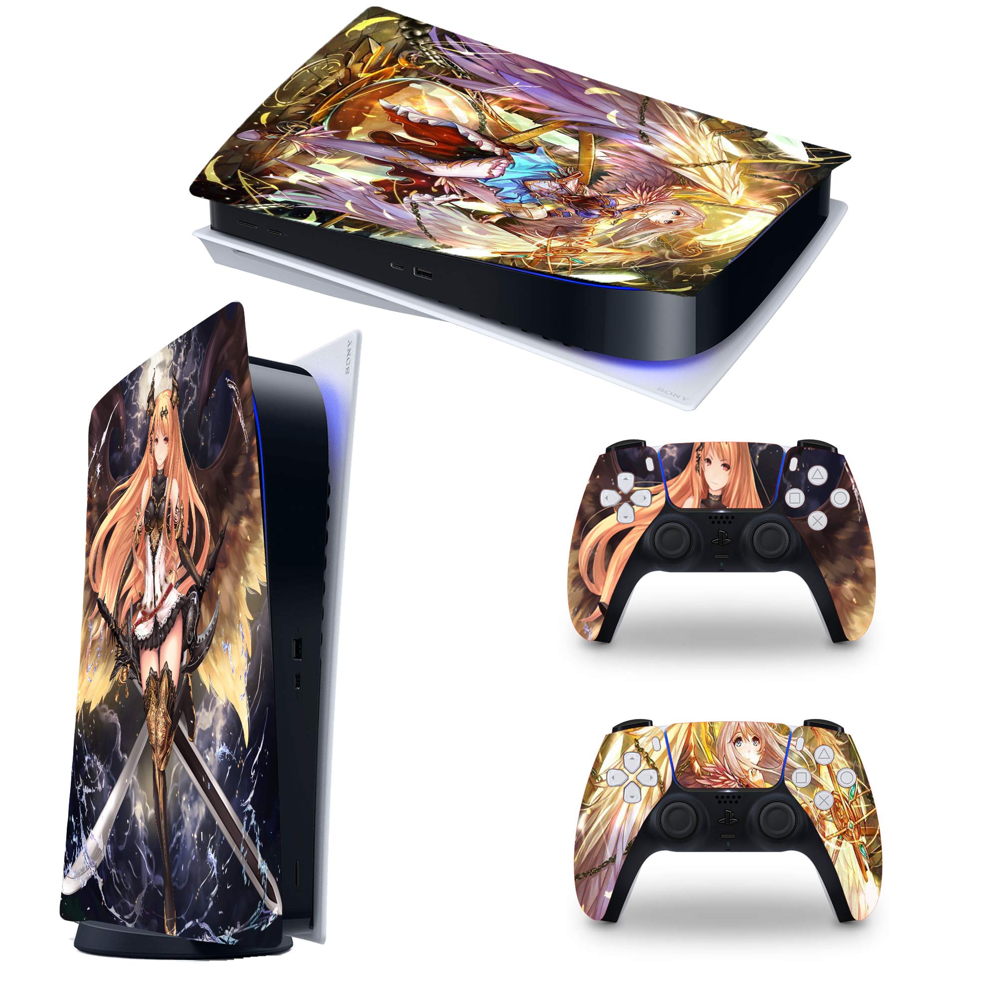 Japan Girl Anime PS5 Digital Edition Whole Body Vinyl Skin Sticker Decal Cover for Playstation 5 Digital Edition System Console and Controllers