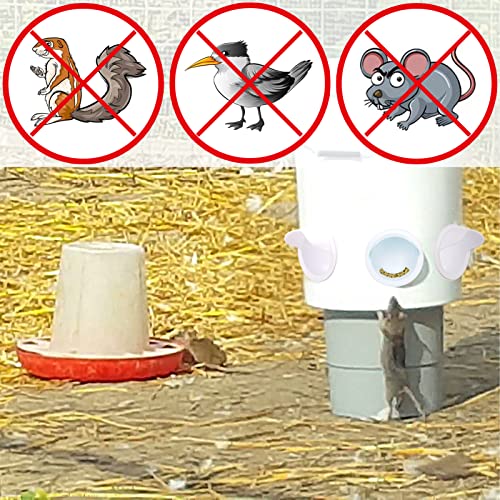 No Waste Chicken Feeder and Waterer,with Rat Stopper Caps,6 Ports 6 Chicken Water Cups and Hole Saw,DIY Poultry Feeder Port Gravity Automatic Fed Kit for Buckets,Barrels,Bins,Troughs