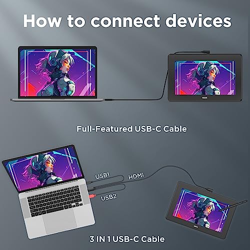 UGEE U1200 11.9 Inch Drawing Tablet with Screen, 127% sRGB Full Laminated Drawing Pad,8192 Levels Battery Free Stylus with Digital Eraser,Graphic Tablet Support for Windows/Mac/Linux/Chrome88 or Later