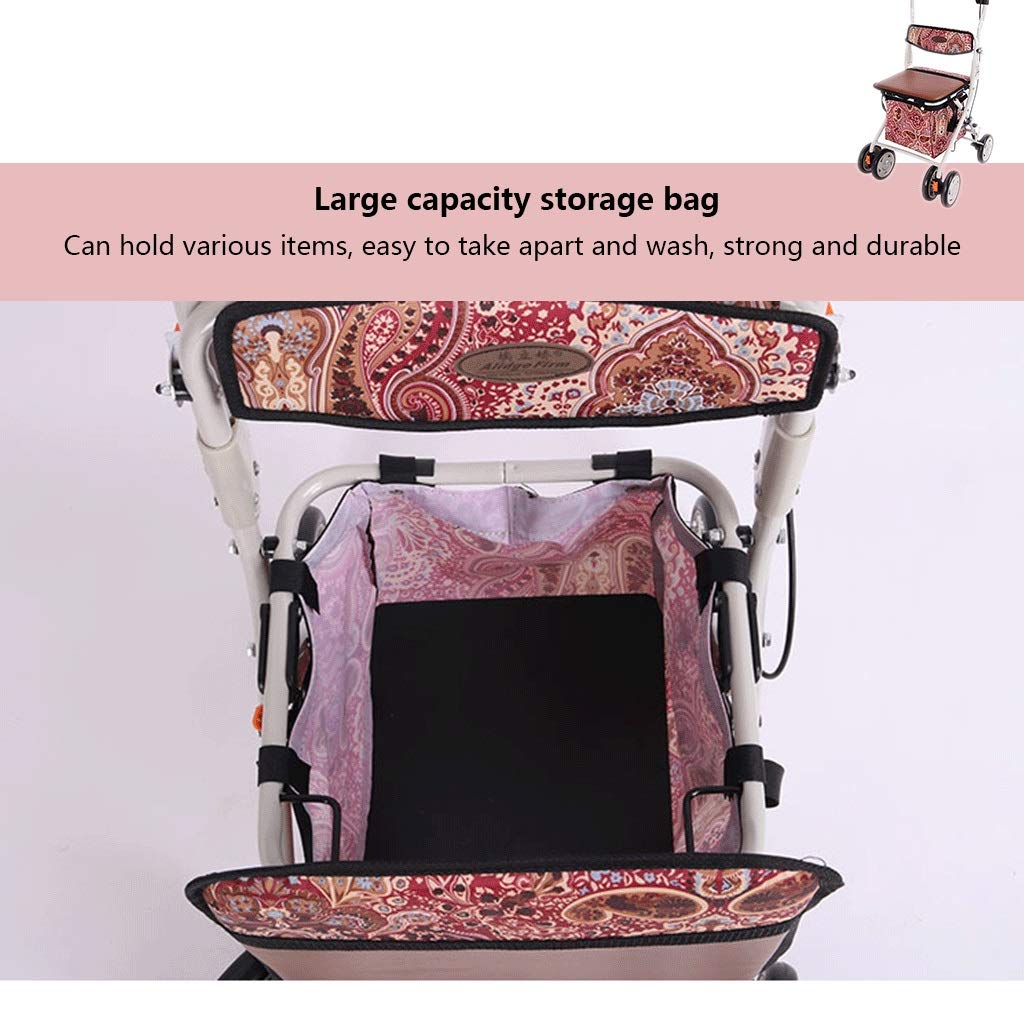 Rollators Walker Walker with Seat Walkers for Seniors Elderly Shopping Cart Folding Shopping Cart,Maximum Load 200kg/440lbs (Size: 50x53x92cm)