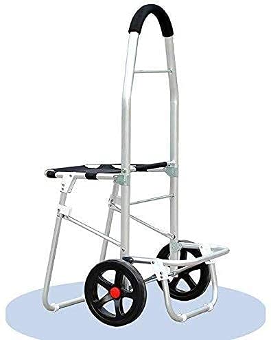 Shopping Trolley on Wheels Multi Function Shopping Cart Large Capacity Light Weight Foldable Wheeled Trolley with Seat Push Cart Bag with 2 Wheels Storage Hand Trucks,Blue ,