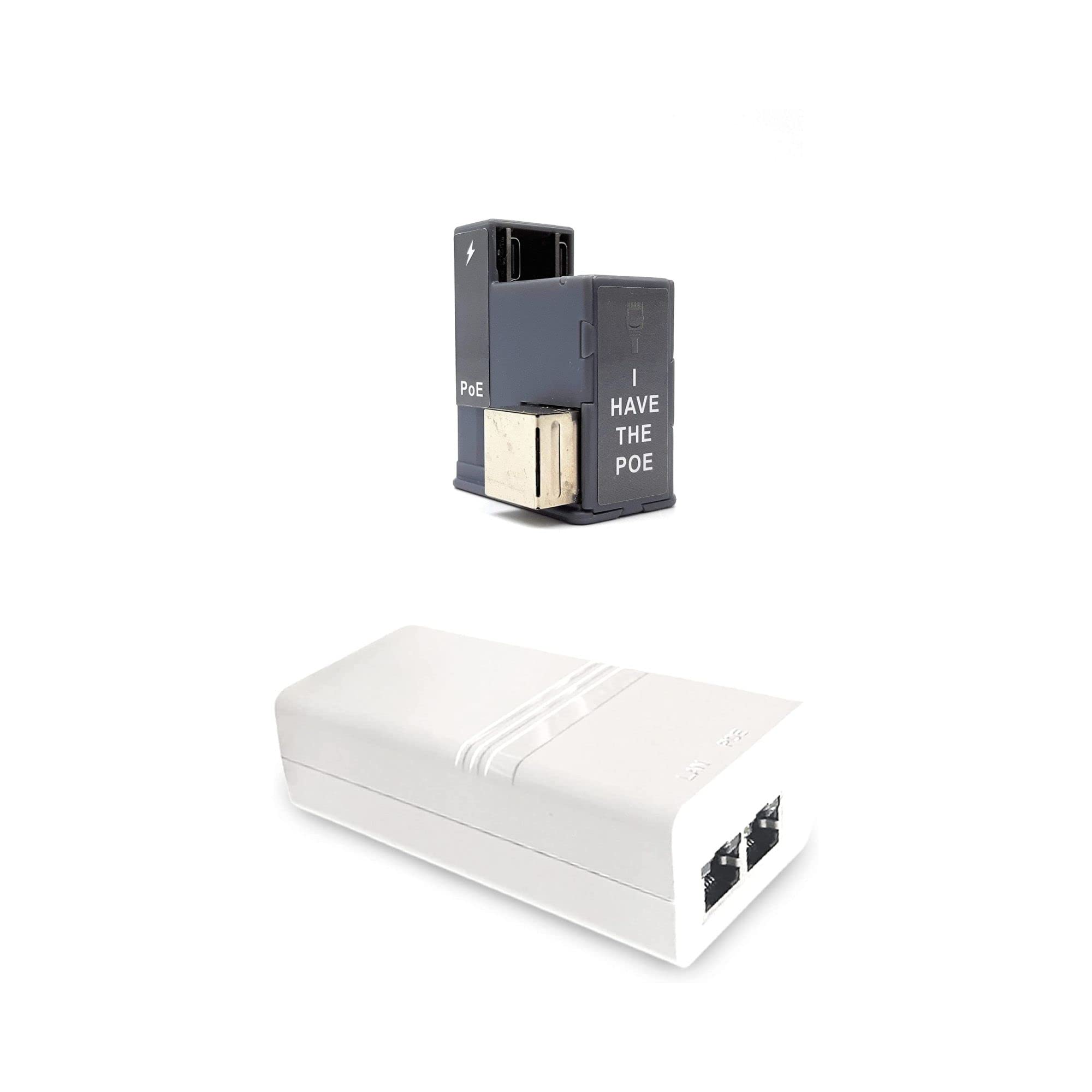 PoE Texas PoE+ Power and Data Adapter for USB-C Tablets & Devices for POS, Digital Signage, & More and PoE Injector - Single Port PoE+ Power Over Ethernet PoE Adapter for 802.3at