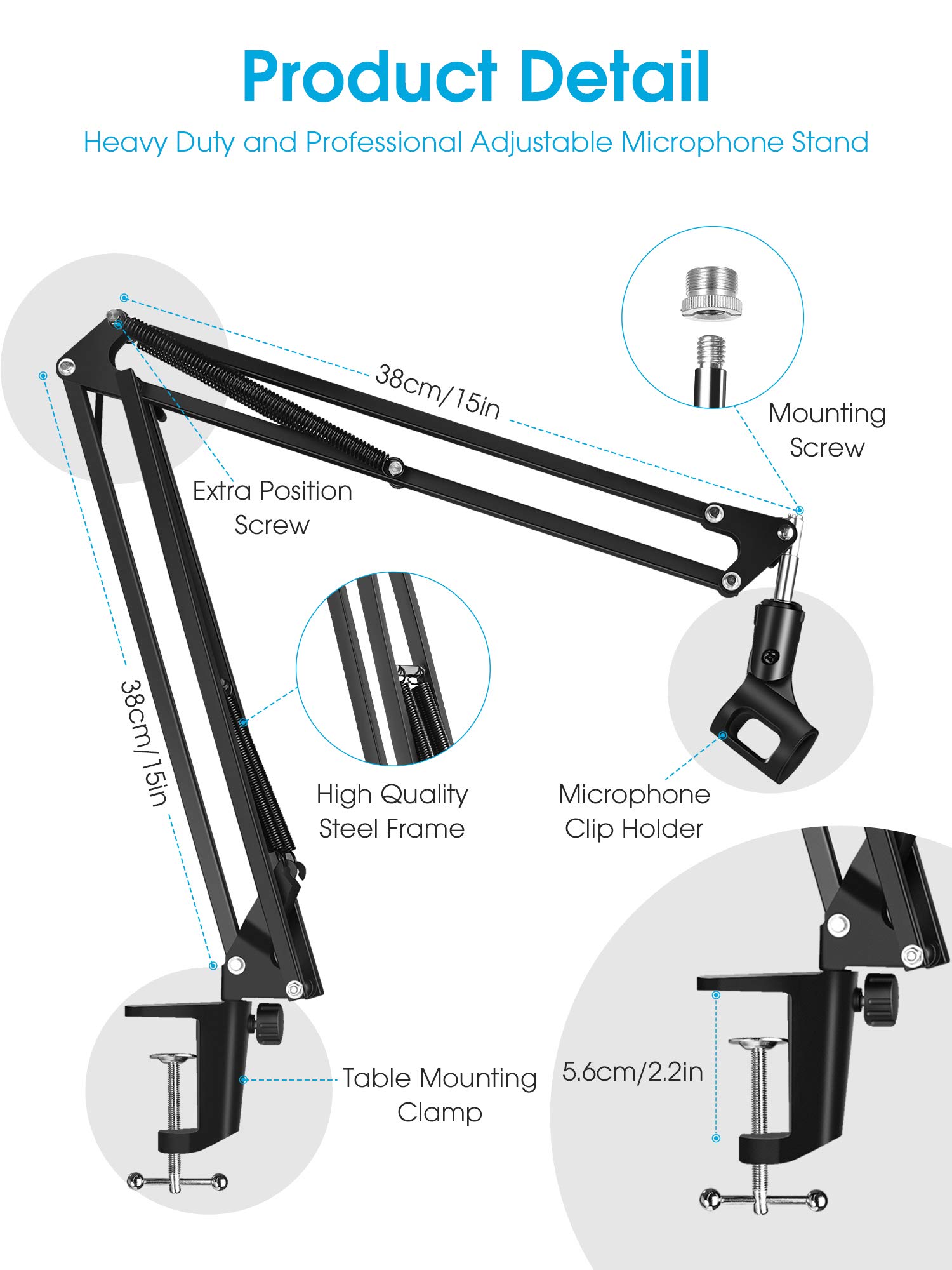 MAS30 Upgraded Heavy Duty Microphone Arm Stand