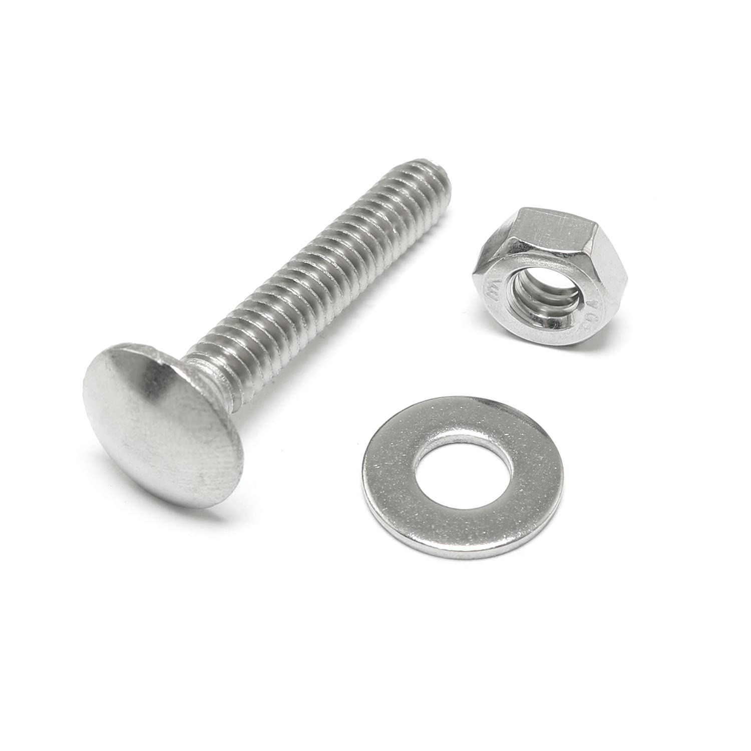 Pro Bamboo Kitchen 10pcs Carriage Bolt Sets 304 Stainless Steel Carriage Screw Hex Nut and Flat Washer Kits 1/4-20x1-1/2"