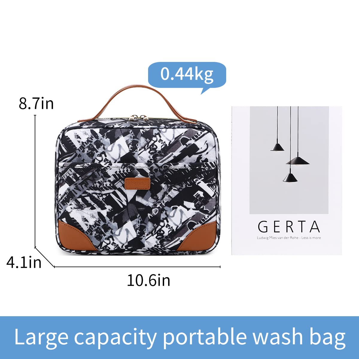 SHENHU Toiletry Bag with Hanging Hook Water-resistant Makeup Cosmetic Bag Travel Organizer Case for Women Beige