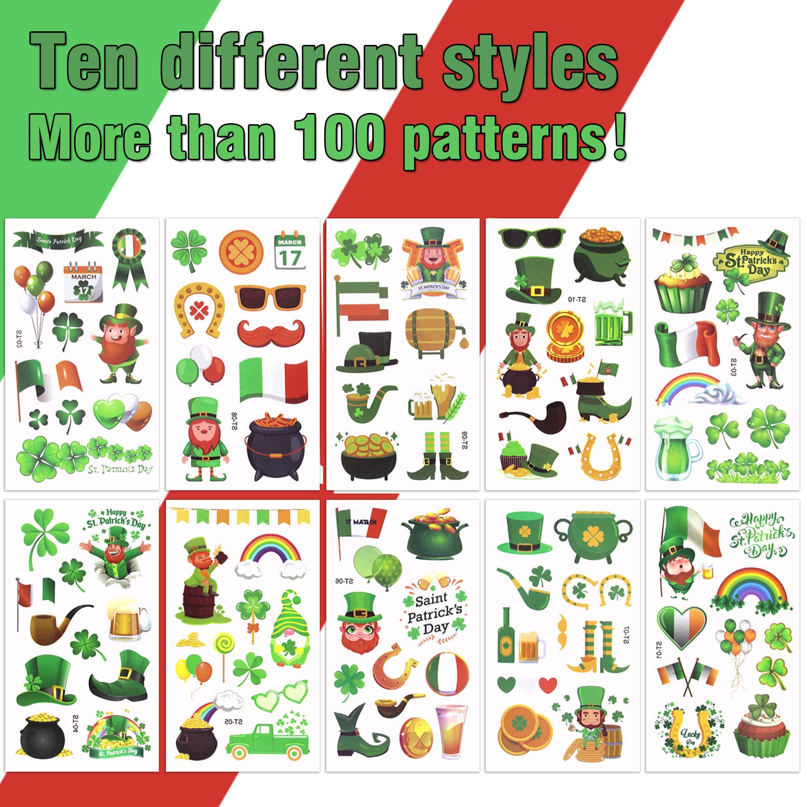 St Patricks Day Tattoos, 200 Pcs Shamrocks Temporary Tattoo, St. Patrick's Day Temporary Tattoos Shamrocks, St Patricks Day Decorations Party Favors