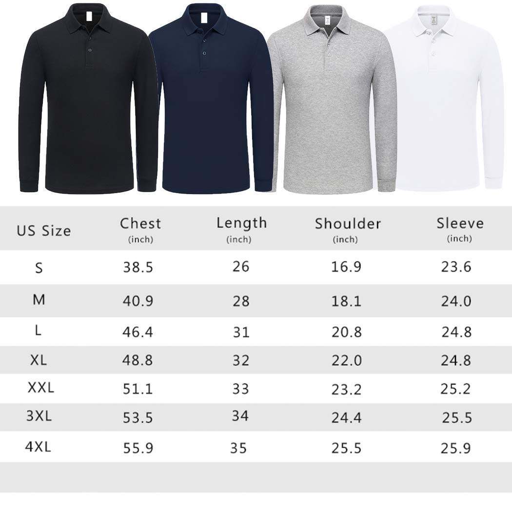 Miqieer Men's Long Sleeve Polo Shirts Regular-Fit Cotton Golf Polo Shirts (Purple,Large)