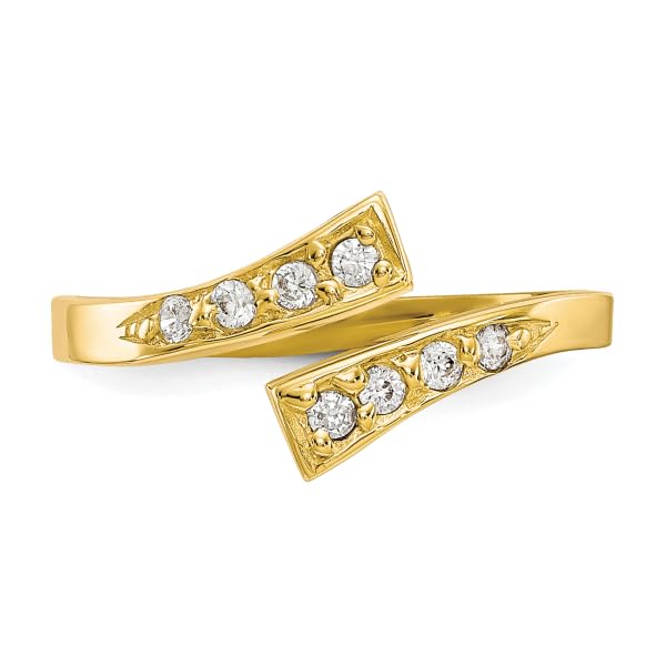 IceCarats 10K Yellow Gold Cubic Zirconia CZ Adjustable Toe Ring Open Midi Band Summer Beach Jewelry