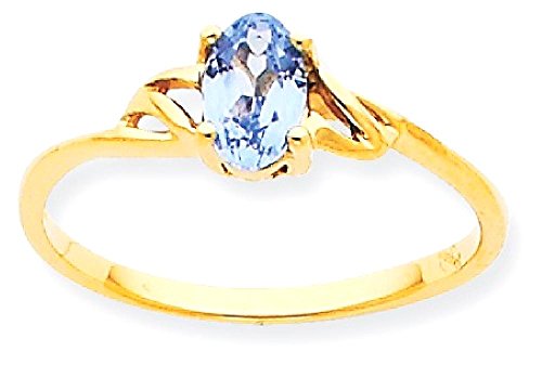 IceCarats 10K Yellow Gold Blue Aquamarine Ring Gemstone Band March Birthstone Jewelry Size 7.00