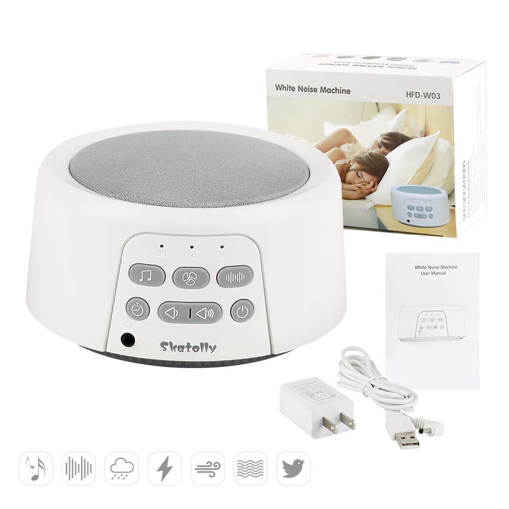 Sound Machines White Noise Machine with 24 Natural Soothing Sounds, 4 Sleep Timer Powered by AC or USB for Baby Kids Adults