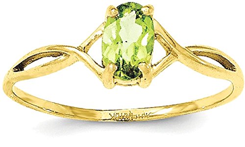 IceCarats 10K Yellow Gold Green Peridot Ring Gemstone Band August Birthstone Jewelry Size 7.00