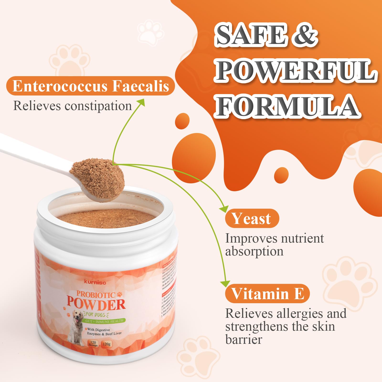 Probiotics for Dogs, Dog Probiotics for Immune & Digestive Health, Dog Probiotic Powder with Digestive Enzymes & Beef Liver, 120 Scoops