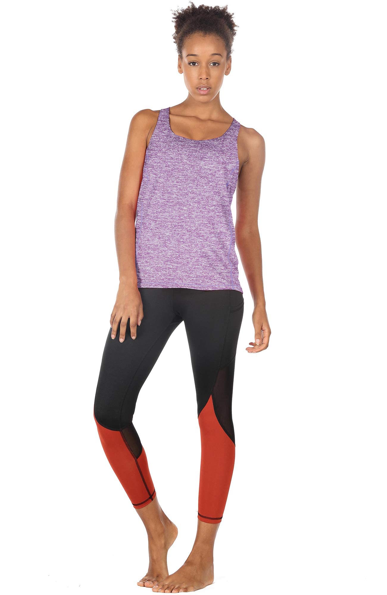 icyzone Yoga Tops Workouts Clothes Activewear Built in Bra Tank Tops for Women (S, Lavender)