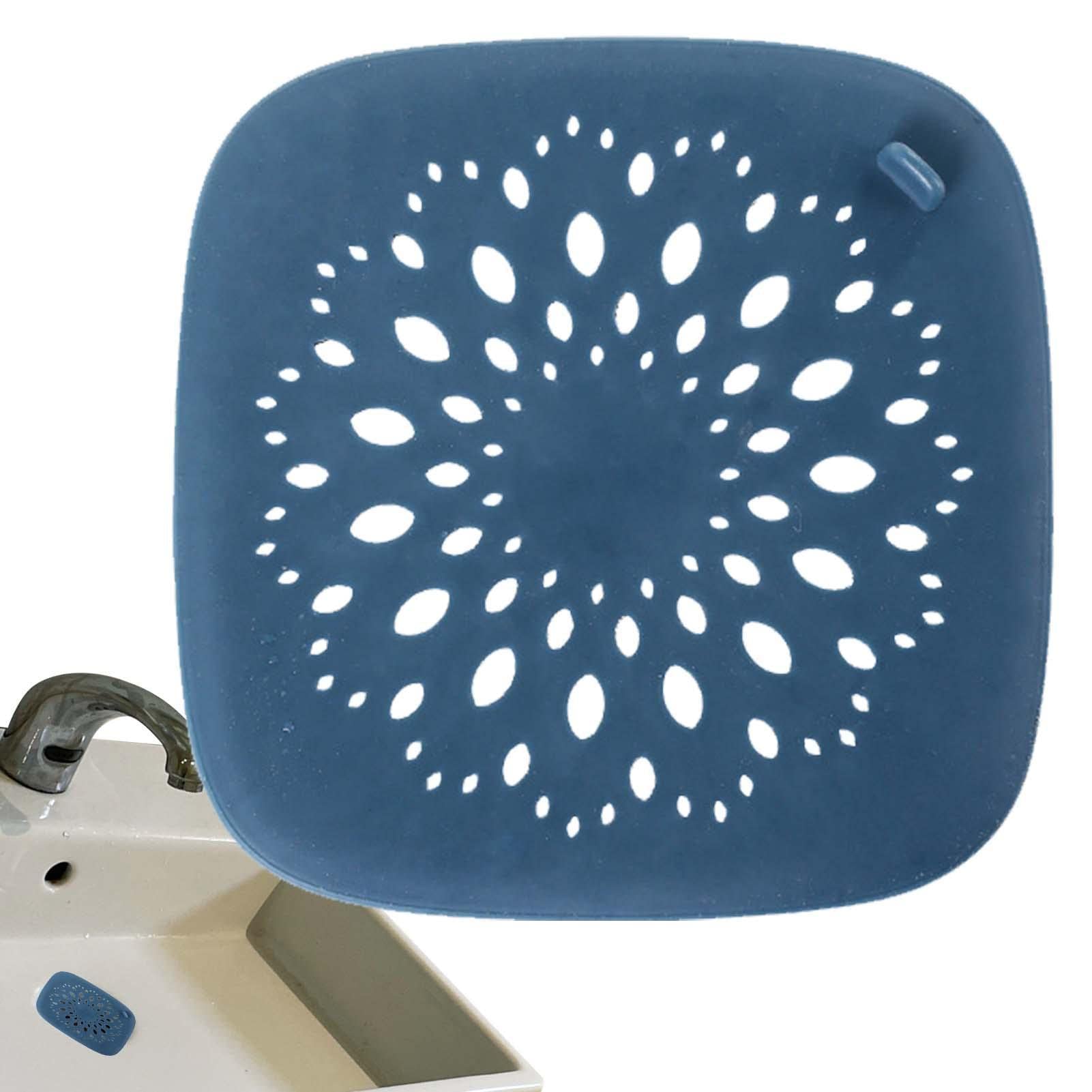 Shower Drain, Hair Catcher Shower Drain, Kitchen Sink Strainer, Square Bathtub Drain, Silicone Bath Tub Hair Catchers Hair Collector Trap with Small Handle