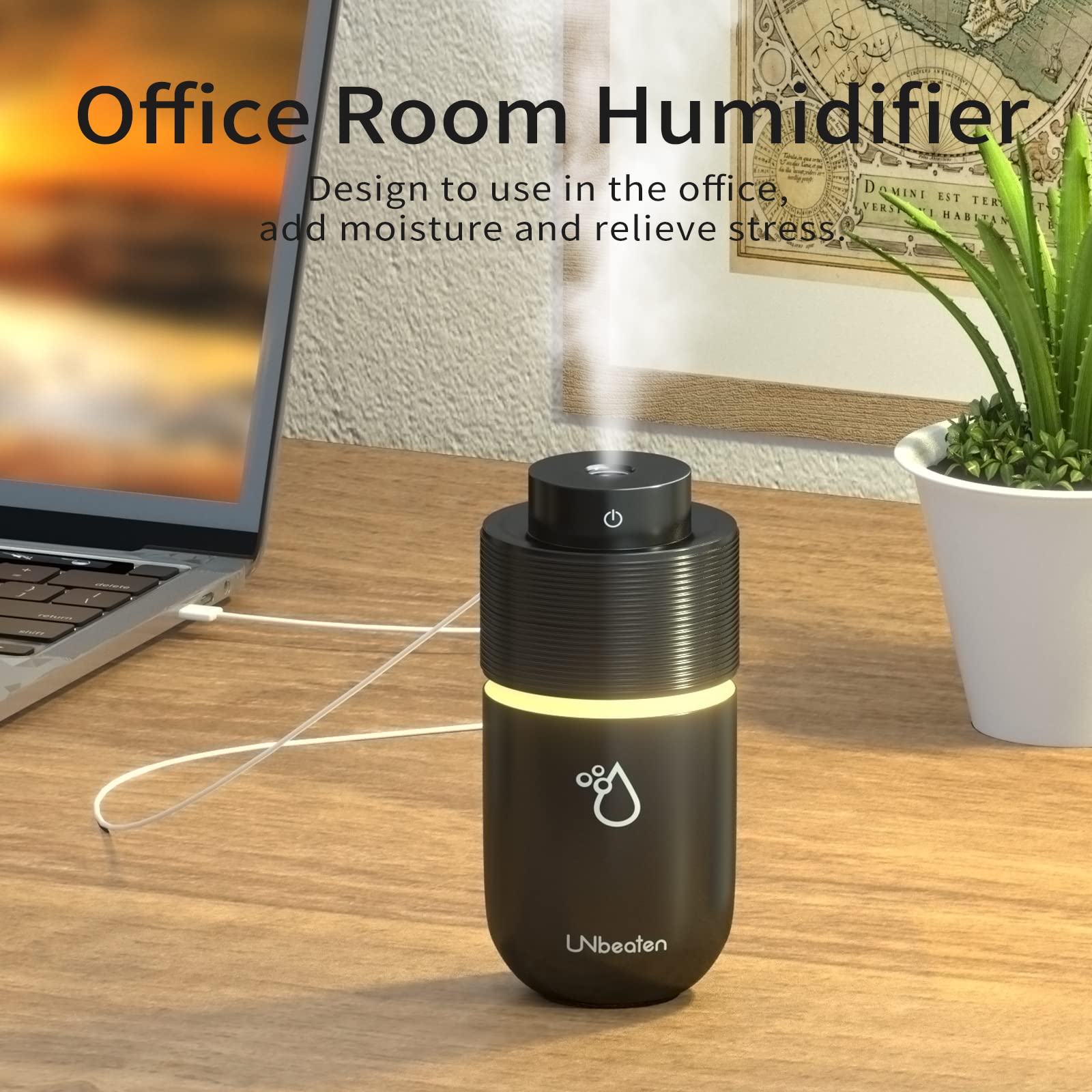 Portable Mini Humidifier, UNbeaten Small Colorful Night Light USB Desk Humidifier for Plants Baby Bedroom Car Office Home,Two Spray Modes,Super Quiet