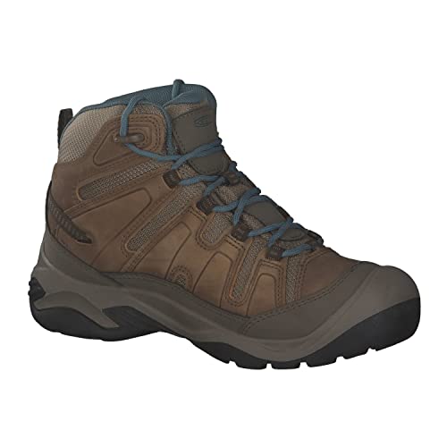 KEEN Women's Circadia Mid Height Comfortable Waterproof Hiking Boots, Toasted Coconut/North Atlantic, 12