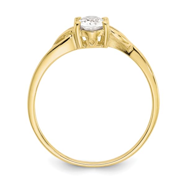 IceCarats 10K Yellow Gold White Topaz Ring Gemstone Band April Birthstone Jewelry Size 7.00