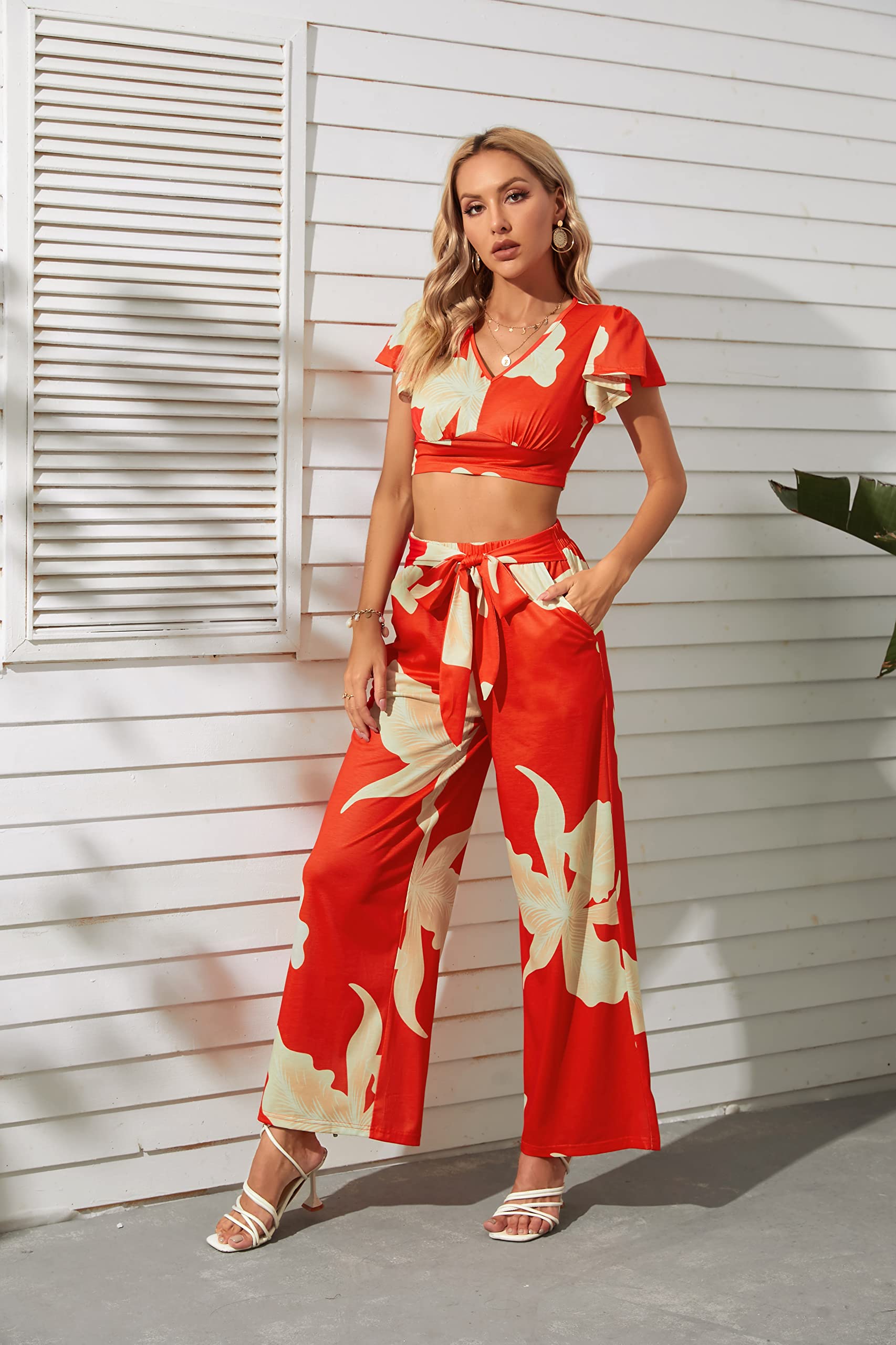 MOONCOLOUR Womens Sweatsuits 2 Piece Sets Casual Comfy Jogging Suits for Women Orange Medium