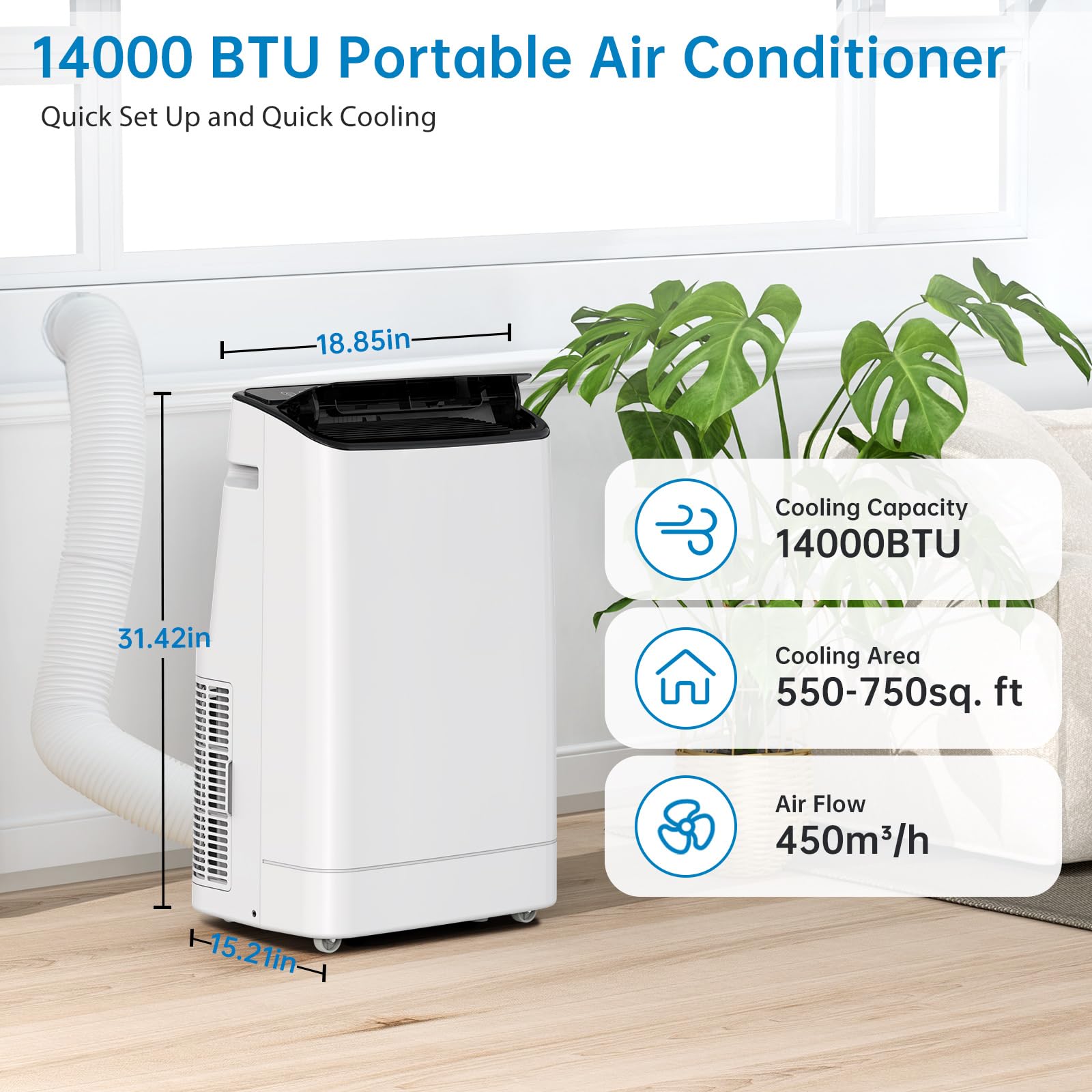 Portable Air Conditioners,14000 BTUs Portable AC Small Personal Air Cooler,Quiet Mini Fast Cooling Cools Up to 700 Sq.Ft 3-IN-1 AC Unit with Remote Control& Installation