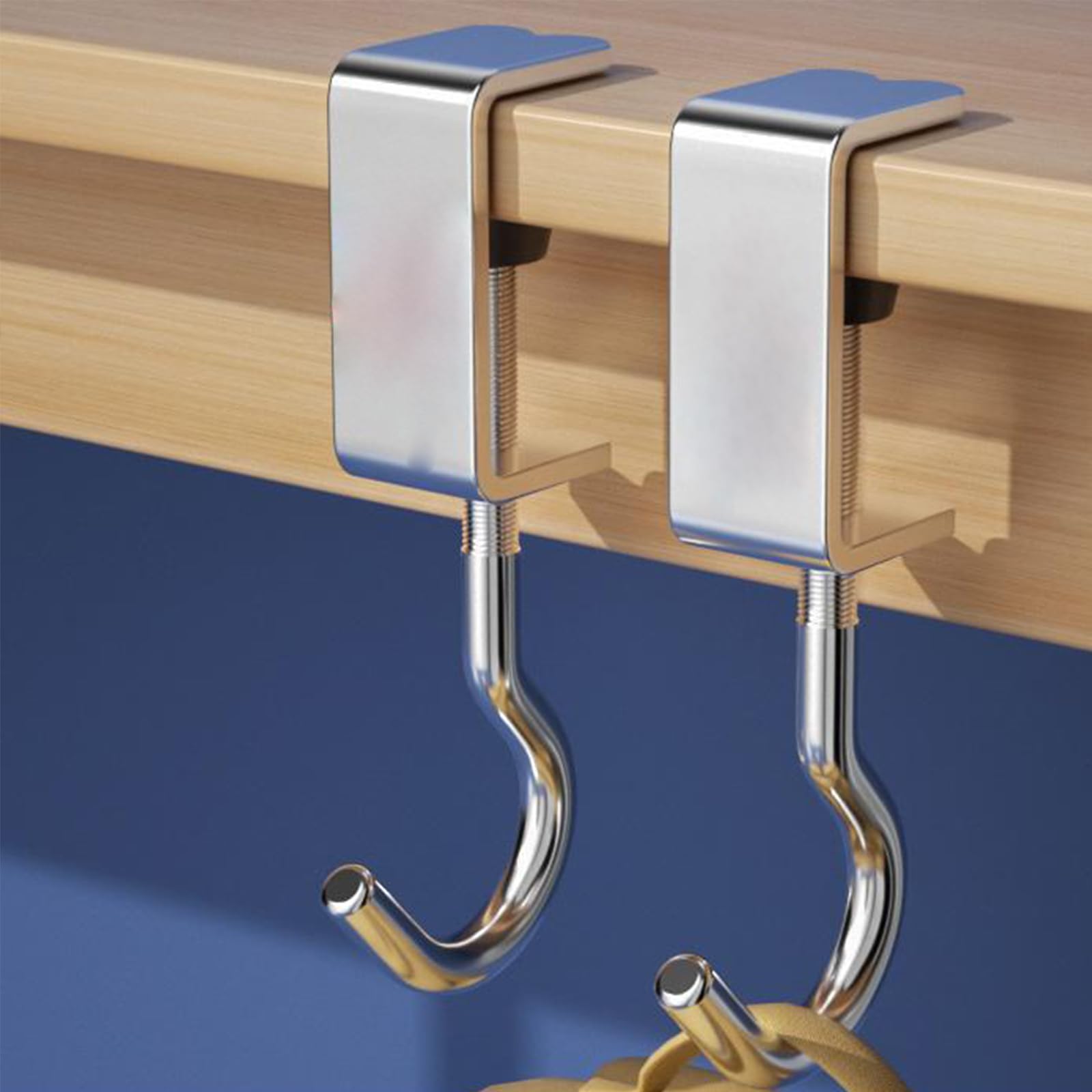 Siswilly Desk Mount Bag Holder Hook, Adjustable Sturdy Metal Purse Holder for Table, Space-Saving Bag Hook for Coffee, Keys, Umbrellas, and More