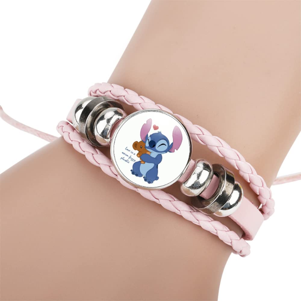 Luxubaby Sittch Bracelet Sittch and Bear Beaded Hand Woven Leather Bracelet Braided Punk Chain Cuff