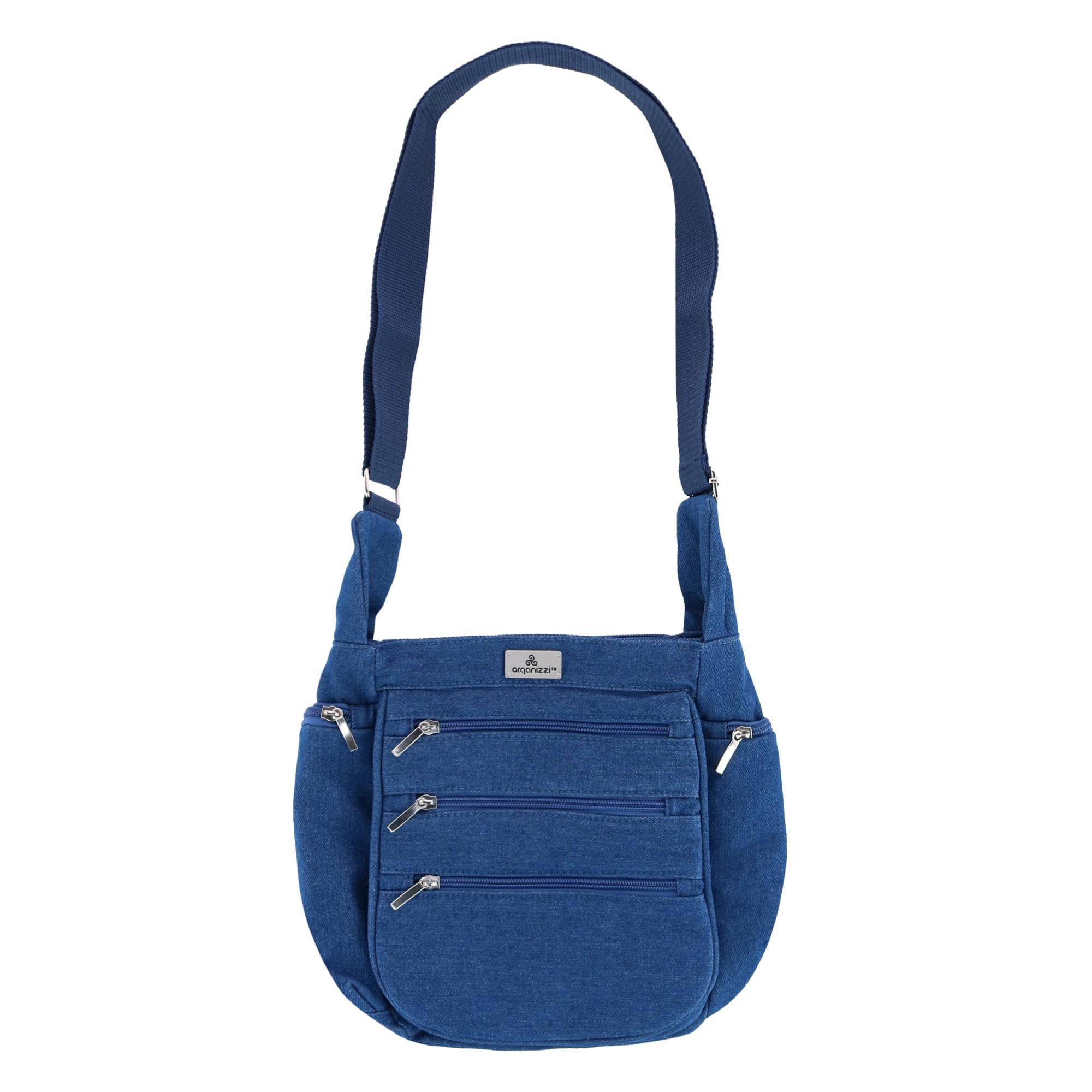 Organizzi Women's RFID Denim Crossbody Handbag, Denim Blue