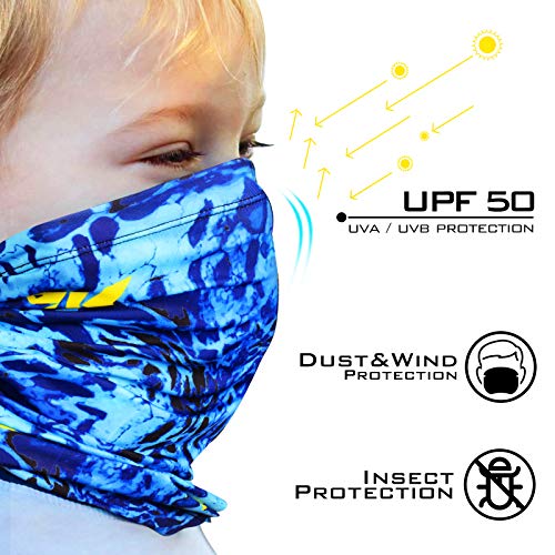 KastKing Kids Neck Gaiter - UPF 50 Kids Face Mask -Sun Protection Gear, Shoreline