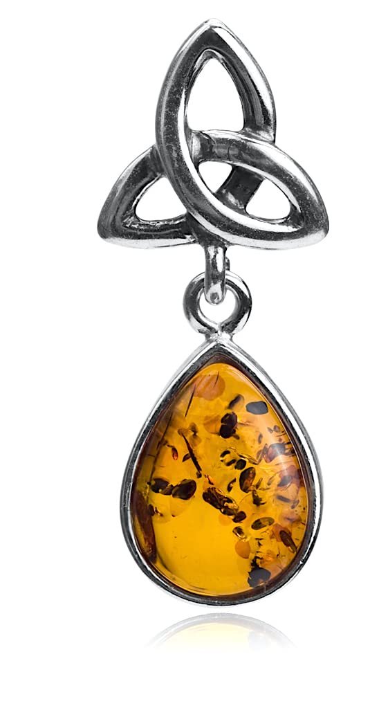 Ian and Valeri Co. Amber Sterling Silver Celtic Drop Pendant