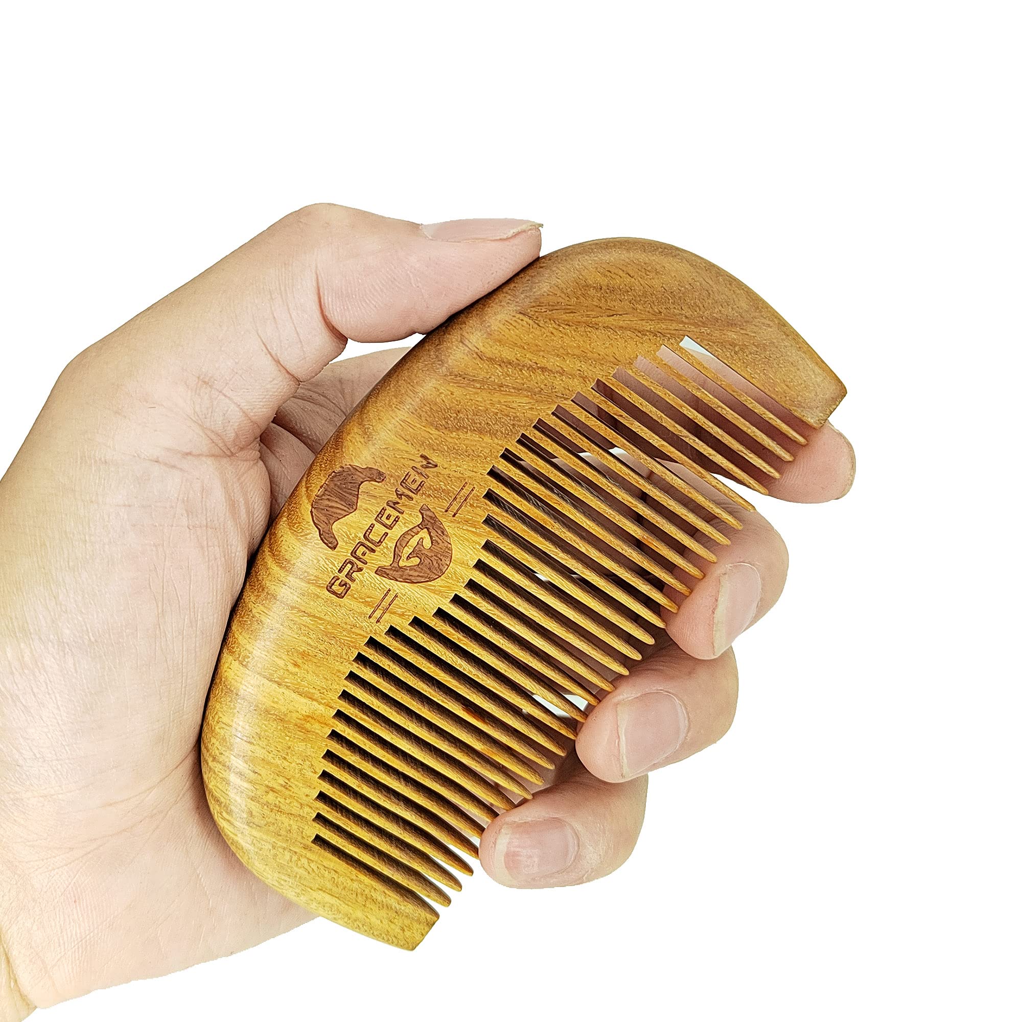 Sandalwood Beard Comb for Men, Pocket Size Detangler for Beards and Mustache