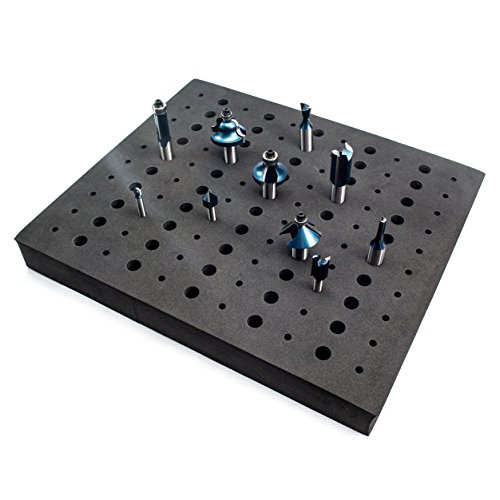 POWERTEC 71046 Router Bit Tray for 110 Bits, 1-5/16โ Thick, 50 1/2 inch and 60 1/4 inch Shank Router Bits,Black