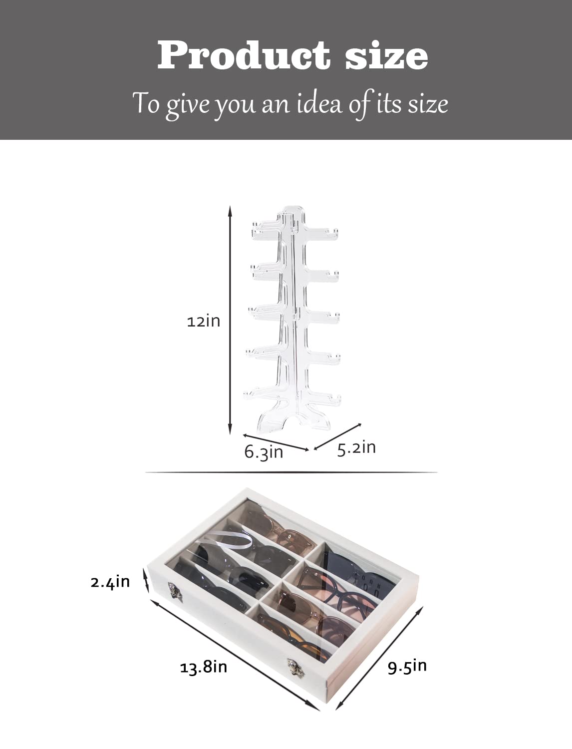 Pangkeep Sunglasses Organizer for Women Men, Eyeglasses Eyewear Display Case,Sunglasses Collection Box, Sunglass Glasses Storage Holder Box,8 Slots