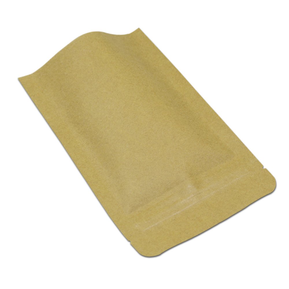 Mylar Bag Kraft Paper Foil Inner Self Standing Resealable Zipper Lock Pouch Food Stand Up Bags for Zip Packing Candy Biscuits Lock Food with Notch (50, 4.3x7.3 inch)