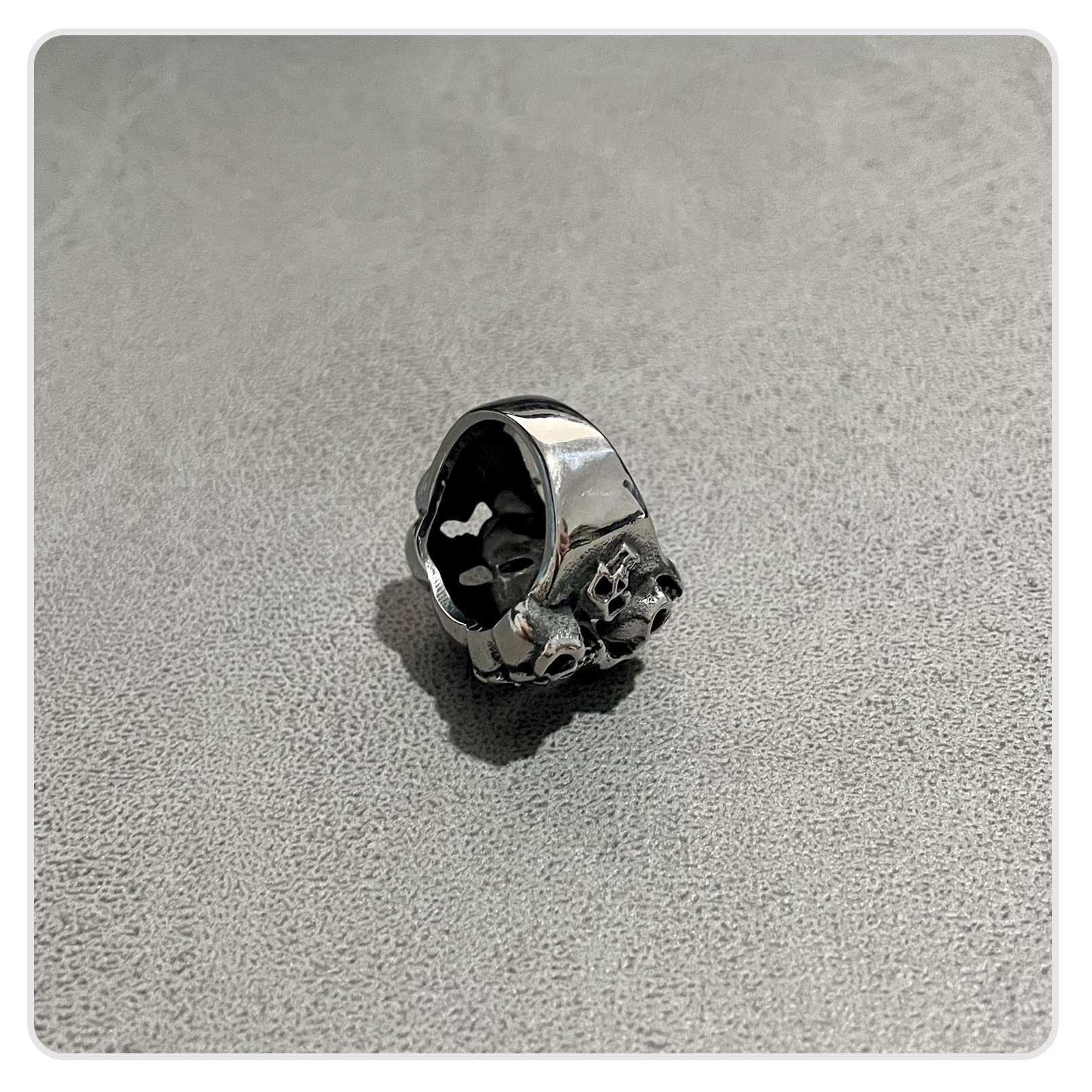 Nsitbbuery Hip Hop Jewelry Biker Ring Stainless Steel Skull Band Ring(Steel(12))
